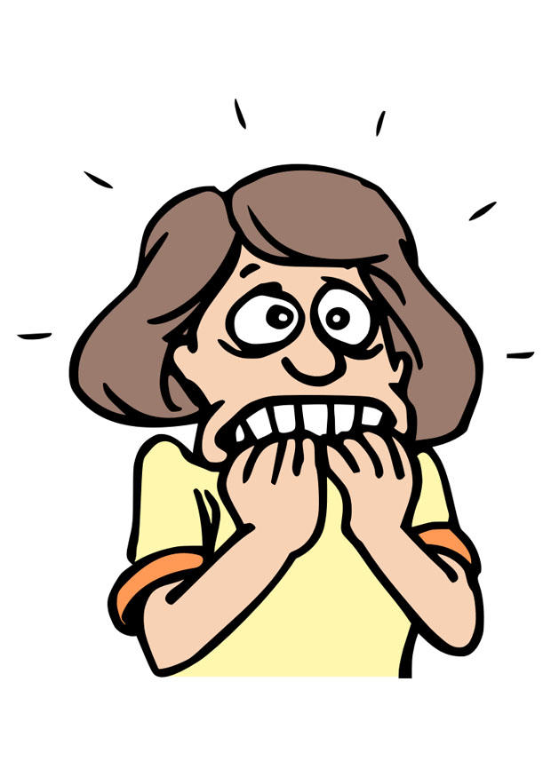 Clipart de medo mostrando uma menina com uma expressão preocupada e as ...