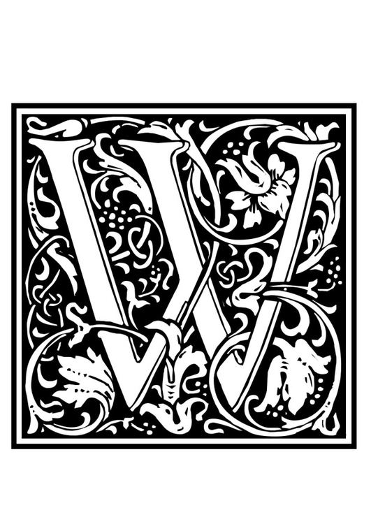 Desenho Para Colorir alfabeto decorativo - W - Imagens Grátis Para ...
