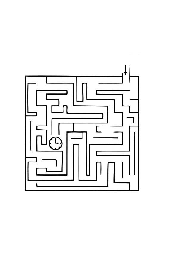 Pagina para colorir de labirinto - tempo com um relógio no meio do ...